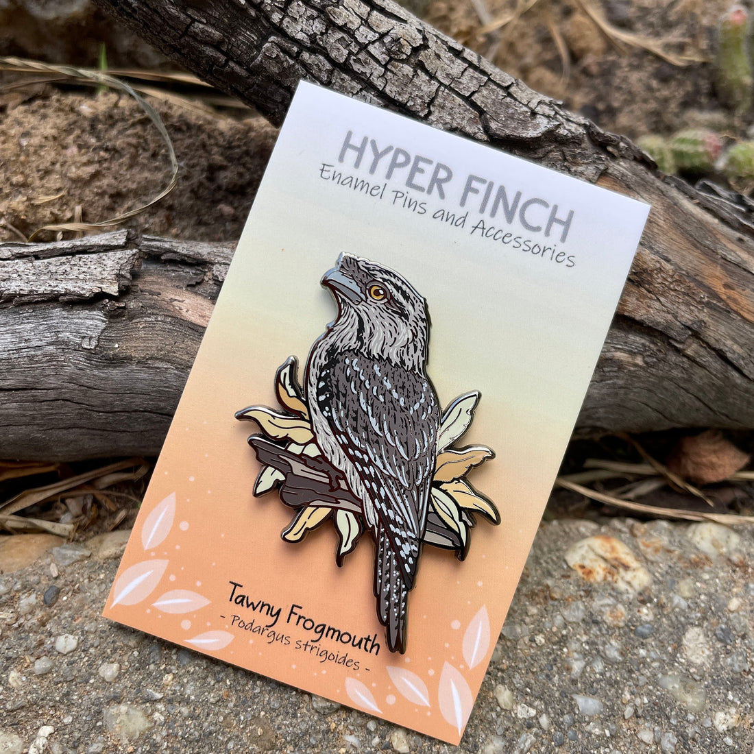 Tawny Frogmouth Enamel Pin – Hyper Finch