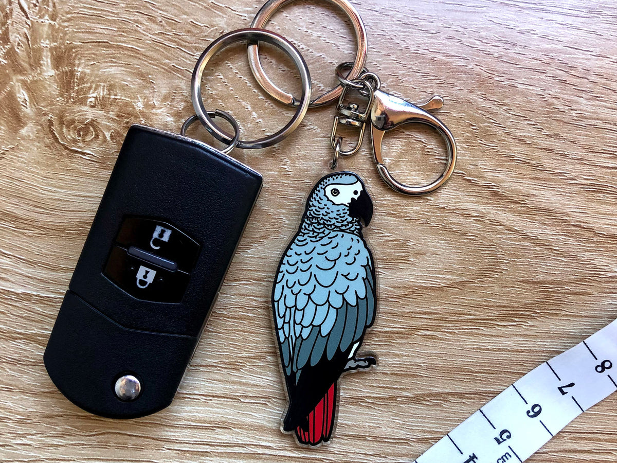 Cressi the Congo African Grey Keychain – Hyper Finch